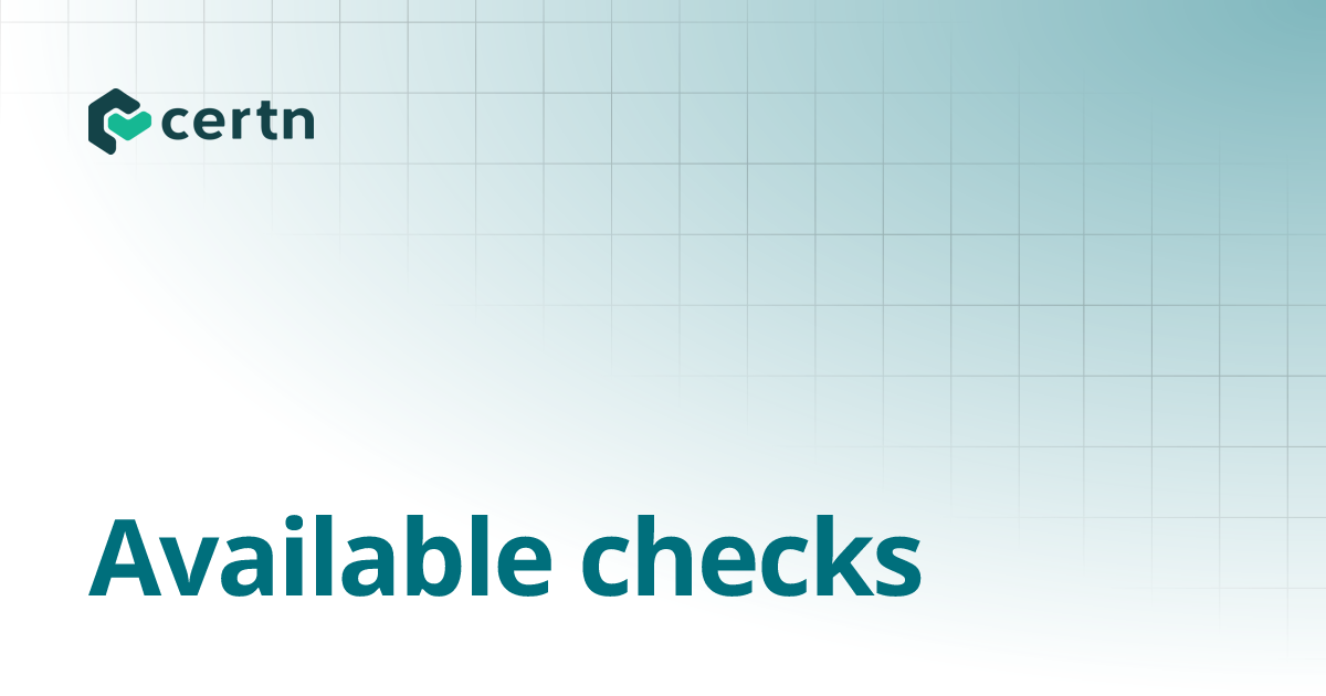 Available checks | Certn